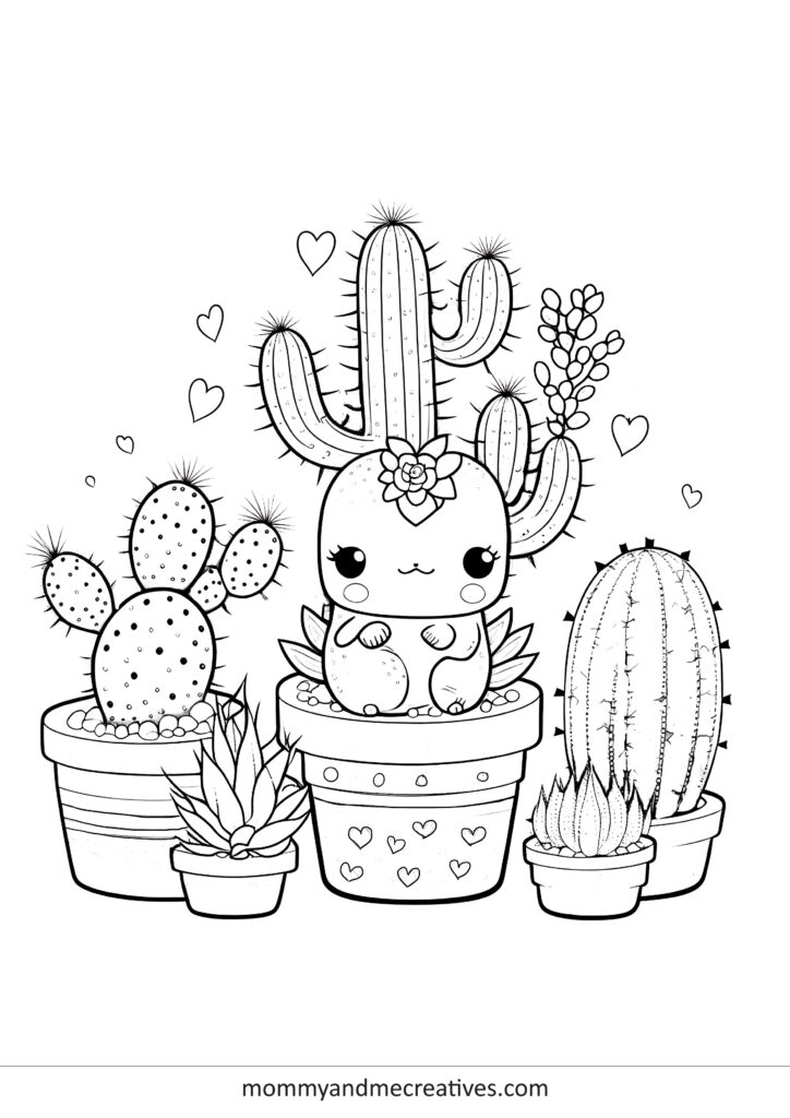 Cute 10 Cactus Coloring Pages - mommyandmecreatives