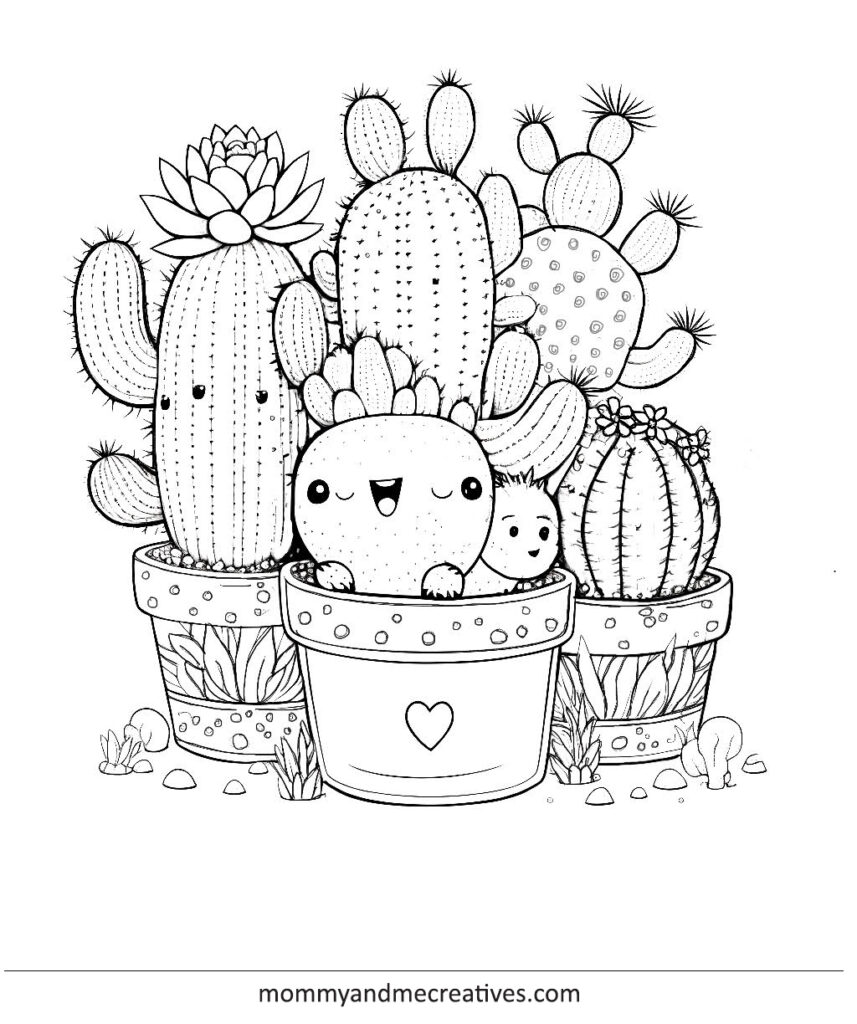 Cute 10 Cactus Coloring Pages - mommyandmecreatives