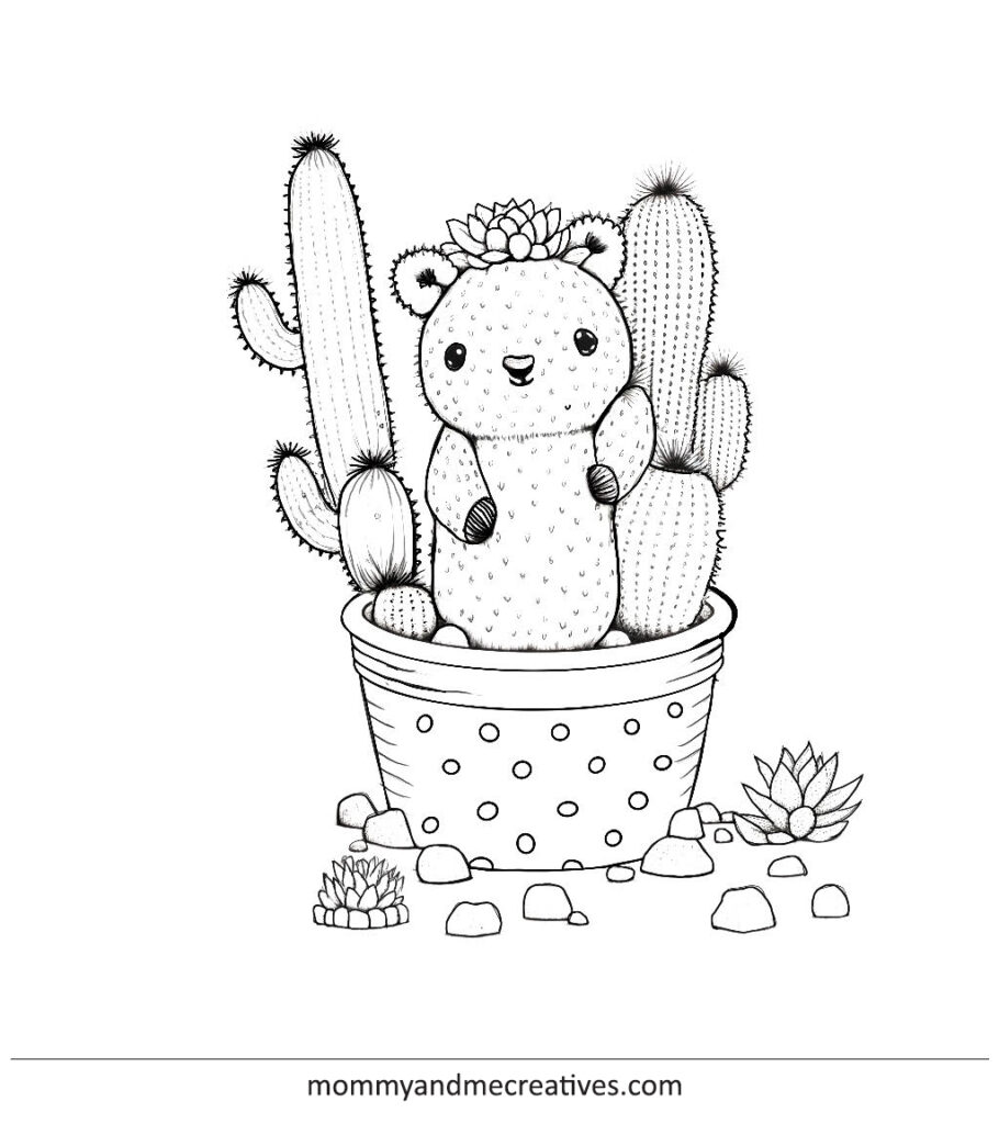 Cute 10 Cactus Coloring Pages - mommyandmecreatives