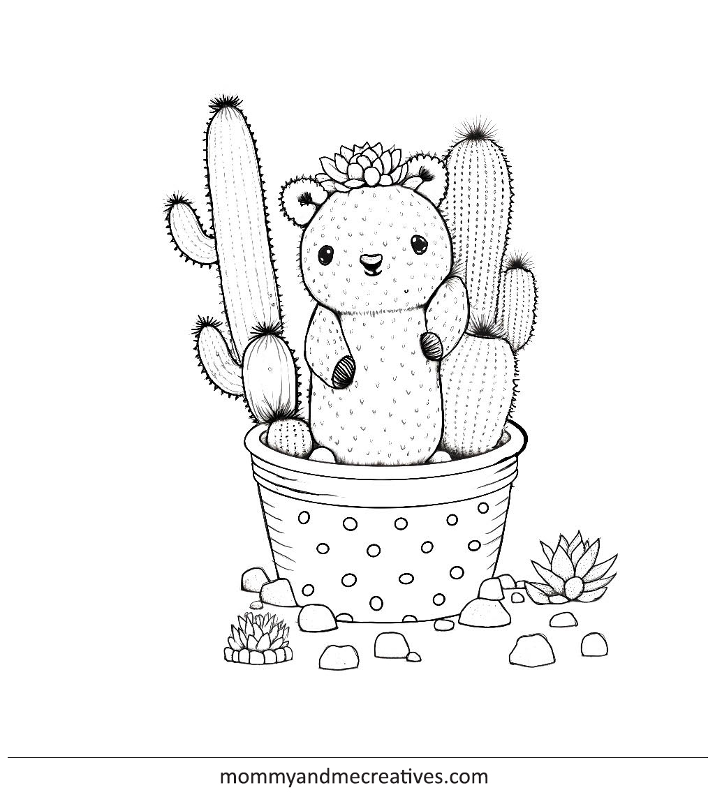 Cute 10 Cactus Coloring Pages - mommyandmecreatives