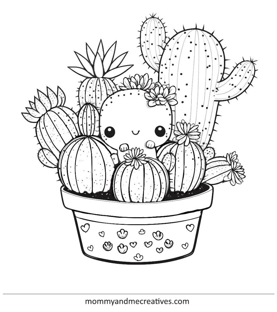 Cute 10 Cactus Coloring Pages - mommyandmecreatives