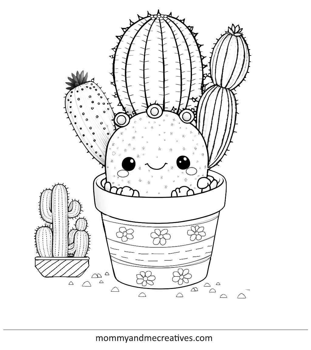 Cute 10 Cactus Coloring Pages - mommyandmecreatives