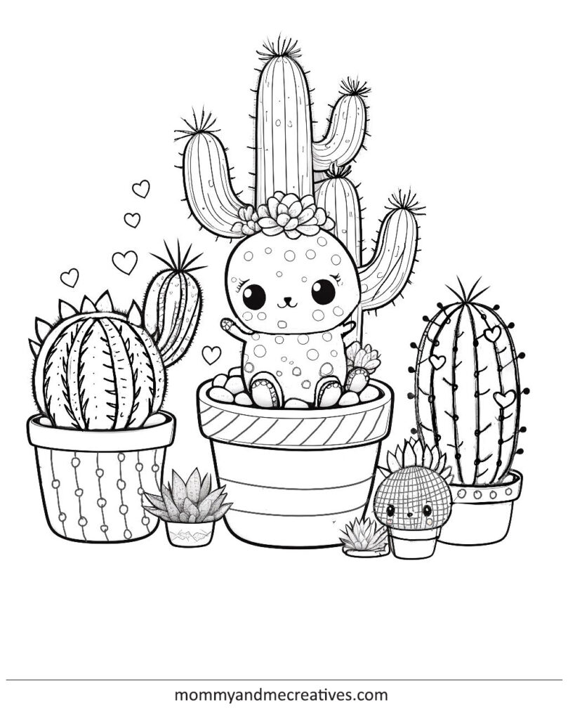 Cute 10 Cactus Coloring Pages - mommyandmecreatives