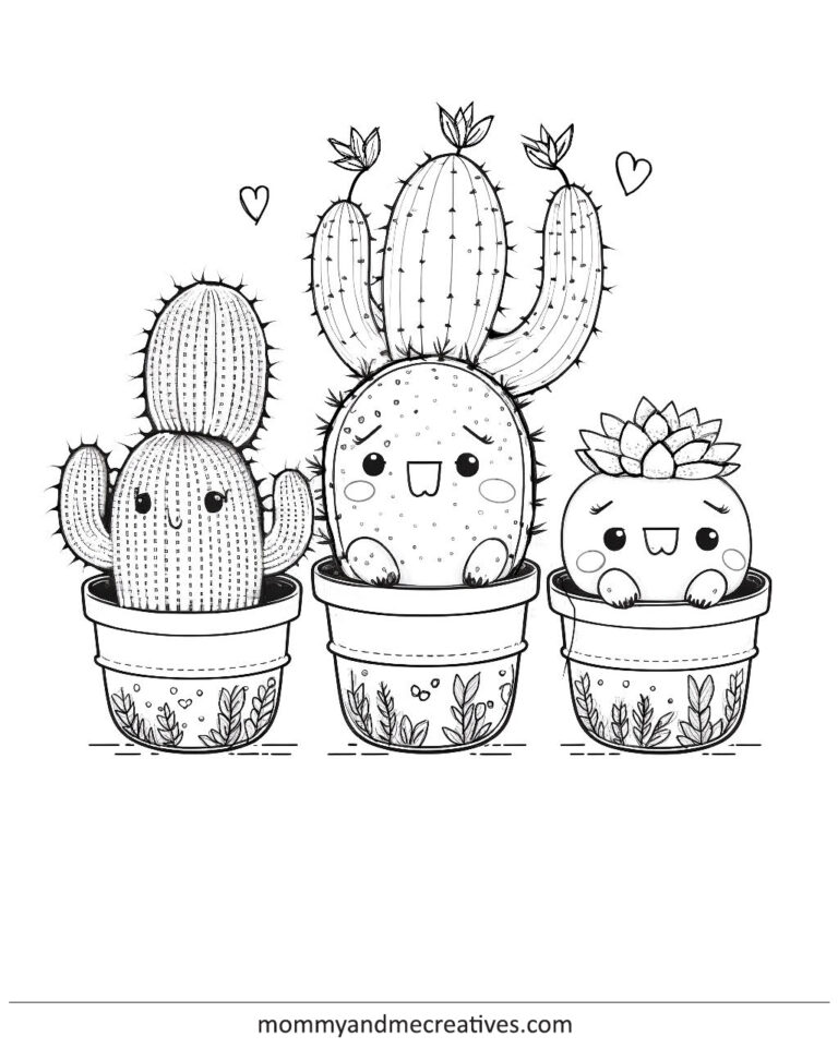 Cute 10 Cactus Coloring Pages - mommyandmecreatives