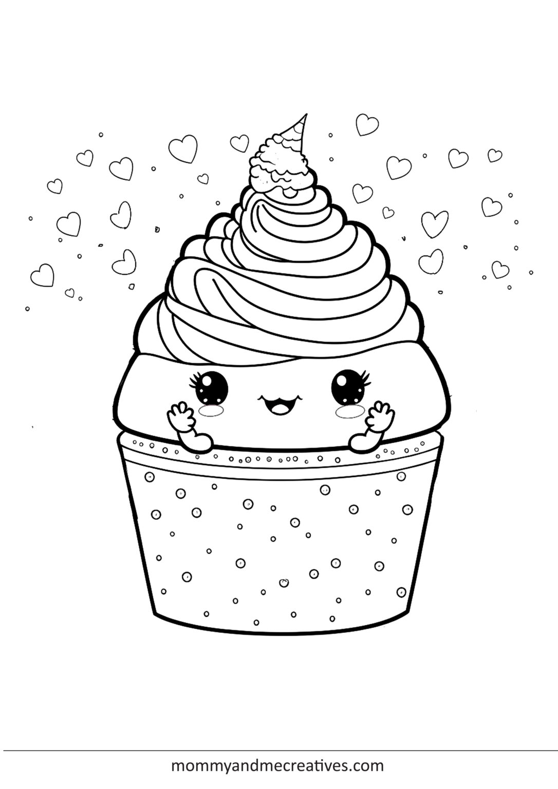 Cute kawaii cupcake coloring page - mommyandmecreatives