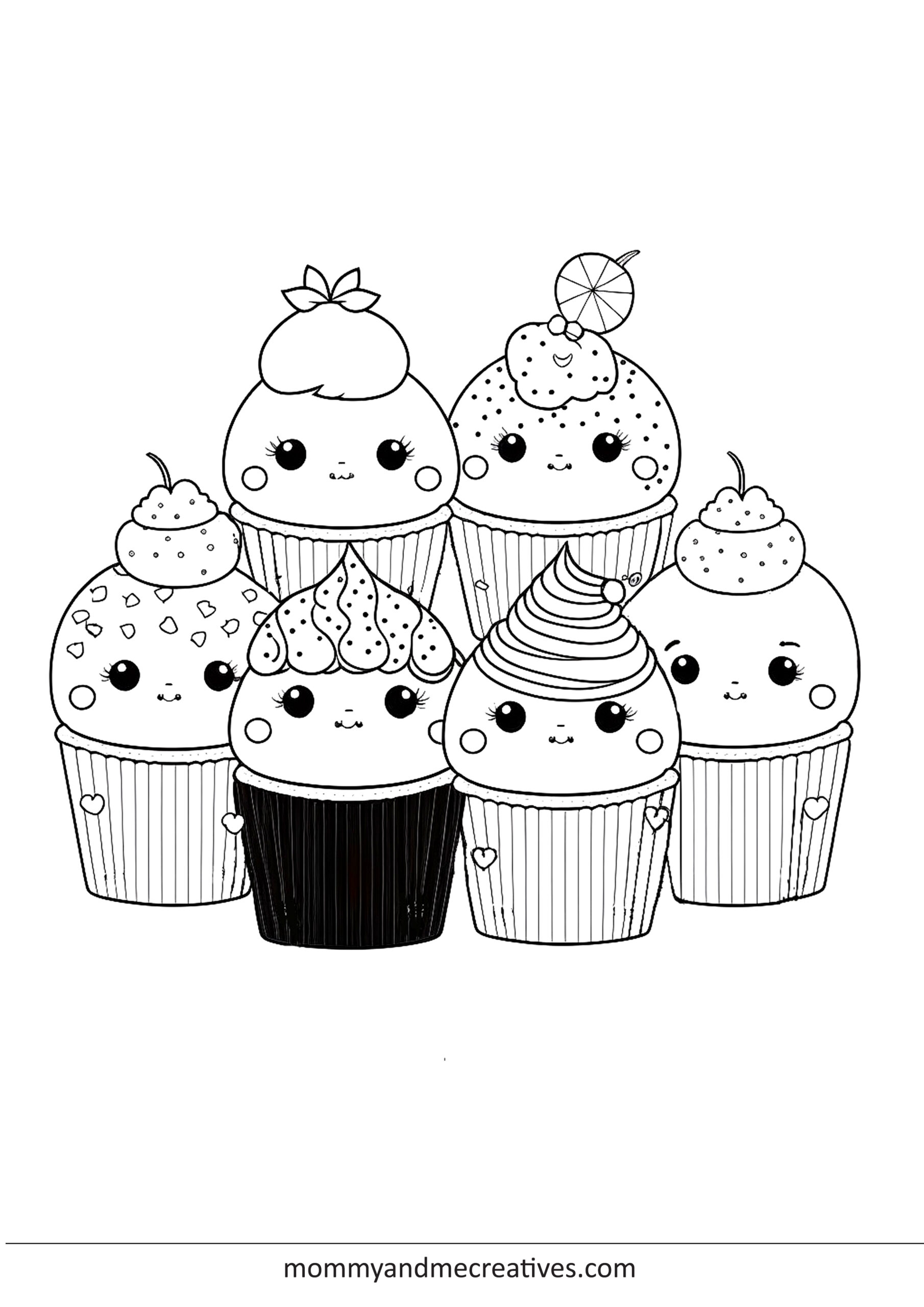 Cute kawaii cupcake coloring page - mommyandmecreatives