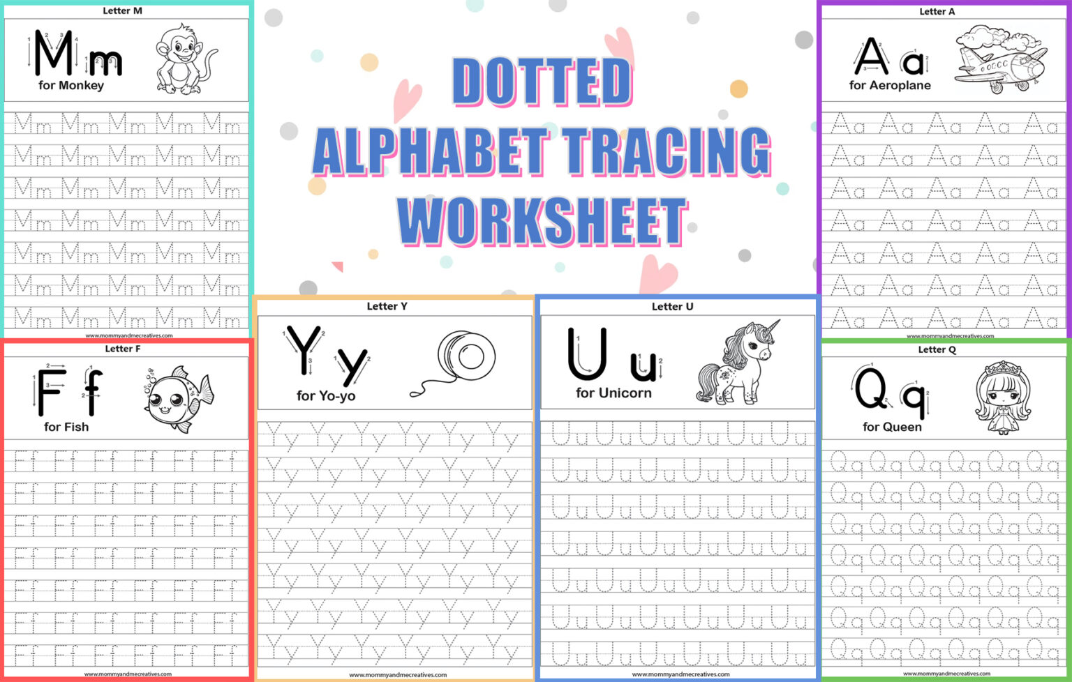 Fun 26 Dotted alphabet tracing worksheet - mommyandmecreatives
